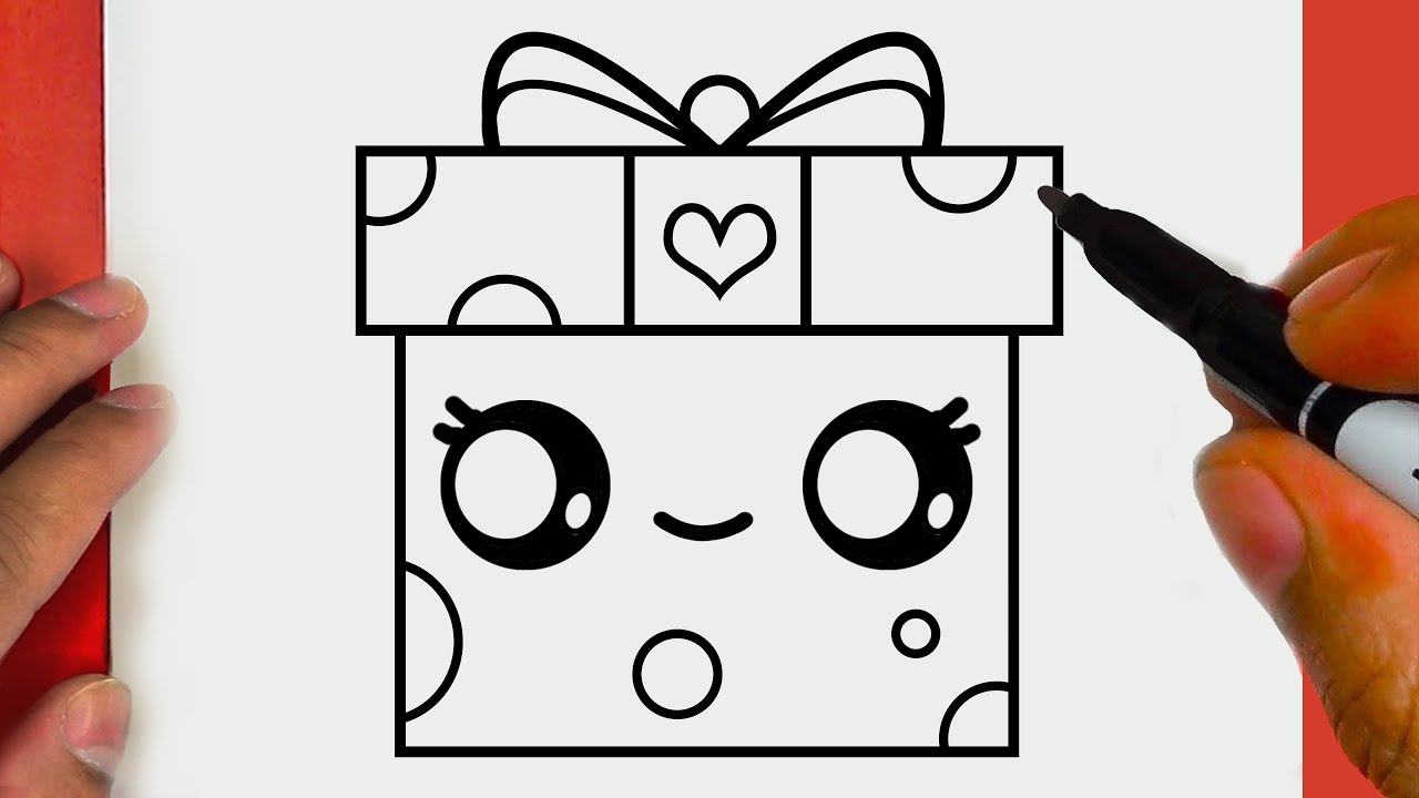 HOW TO DRAW A CUTE CHRISTMAS GIFT BOX, STEP BY STEP, DRAW Cute things ...