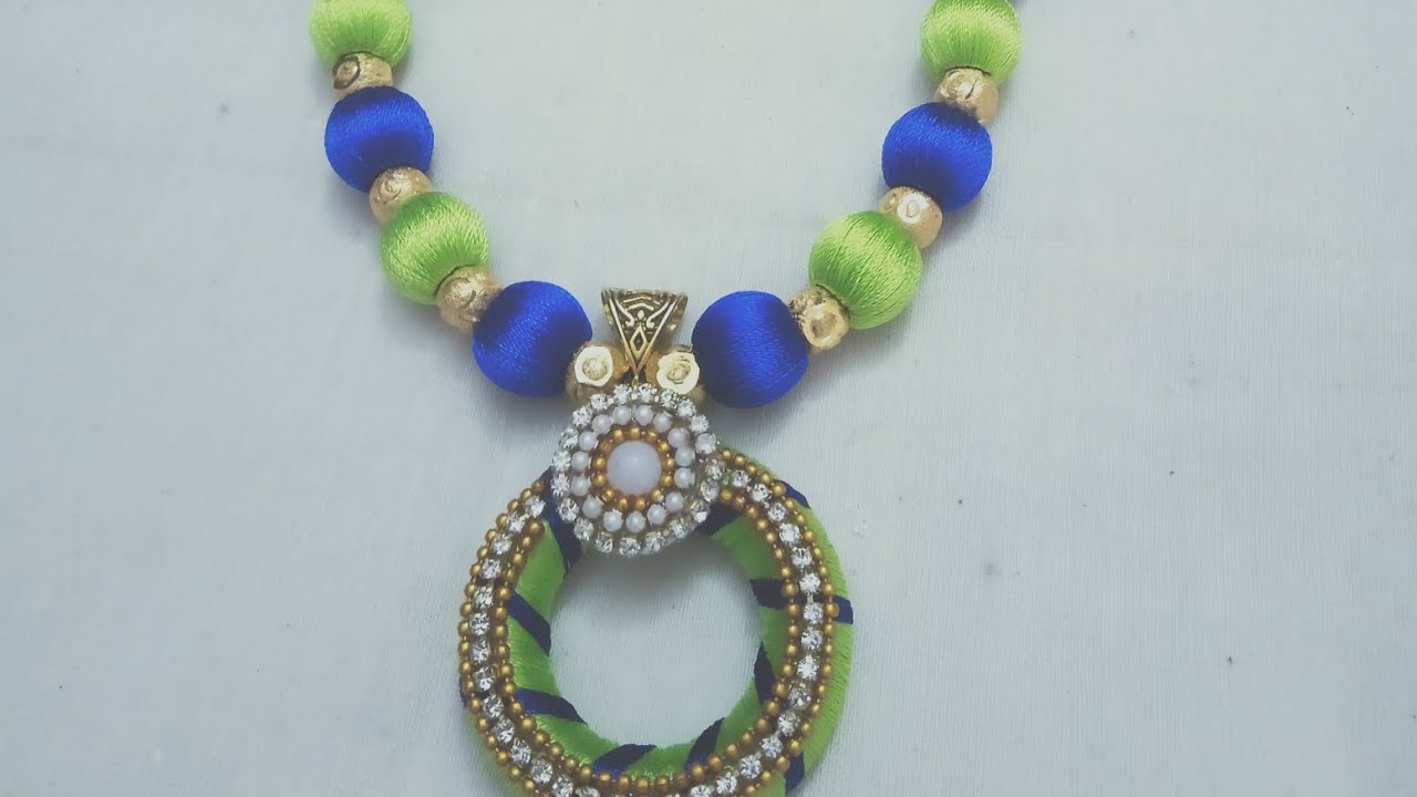 How to make silk thread necklace at home#29/DIY/Silk thread jewellery ...