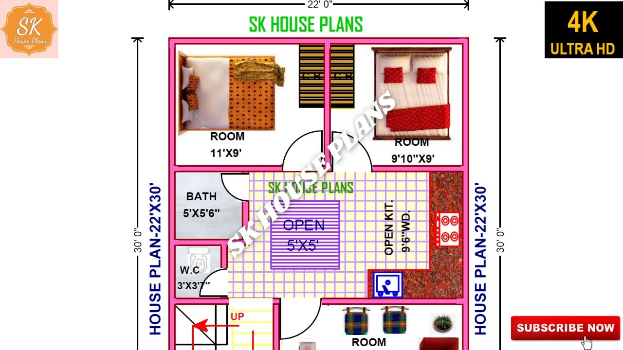 HOUSE PLAN 22' X 30’ / 660 SQ.FT / 73 SQ.YDS / 61 SQ.M / 73 GAJ / WITH ...