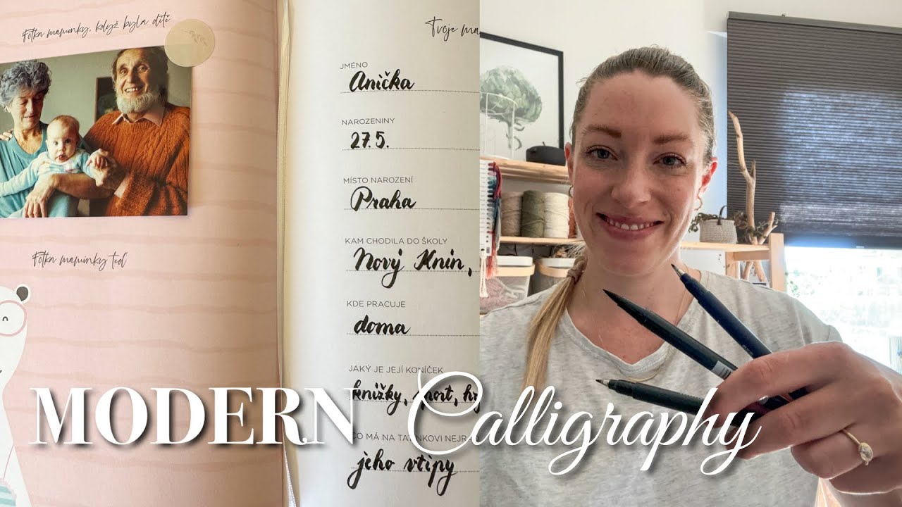 Modern calligraphy in my baby's journal - YouTube