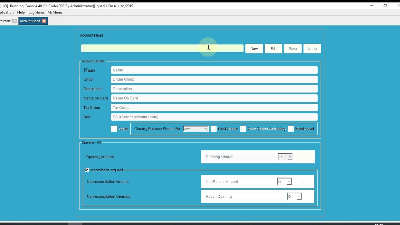 account modification Codex ERP - YouTube