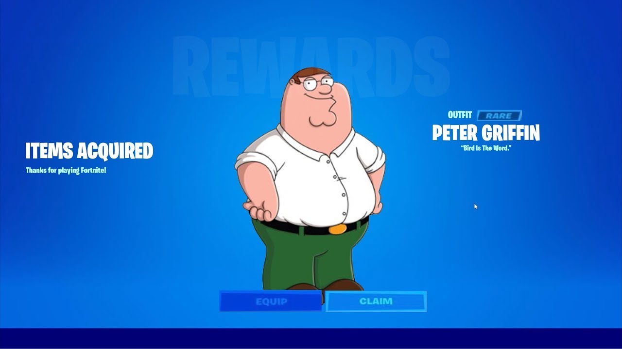 Peter Griffin Fortnite Skin Gameplay (not clickbait) - YouTube