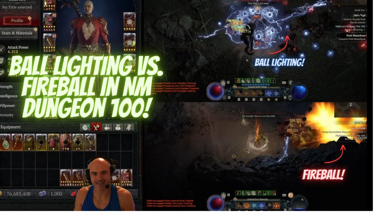 Diablo 4- Ball Lighting VS. Fireball NM Dungeon 100! - YouTube