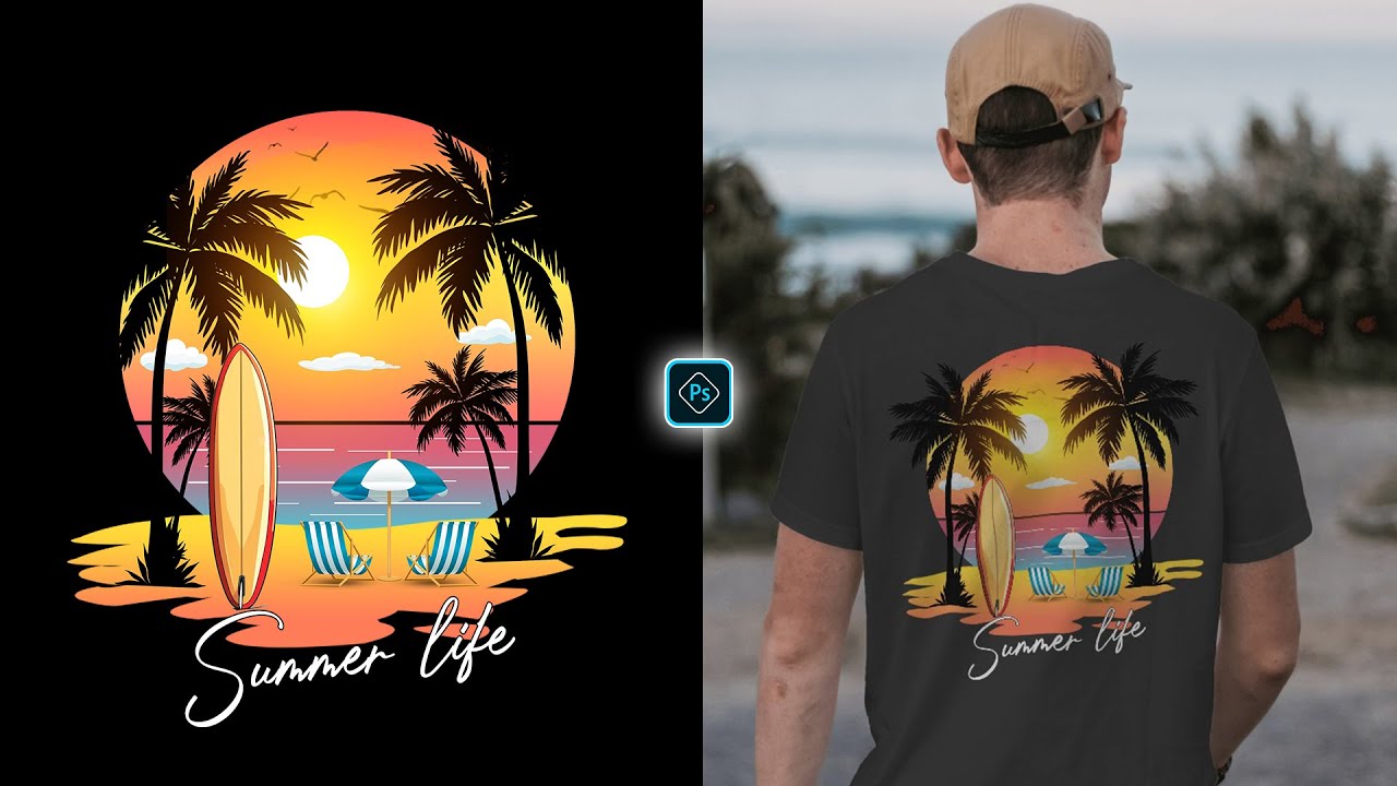Summer T-Shirt Design in Photoshop CC for Merch By Amazon Design - YouTube