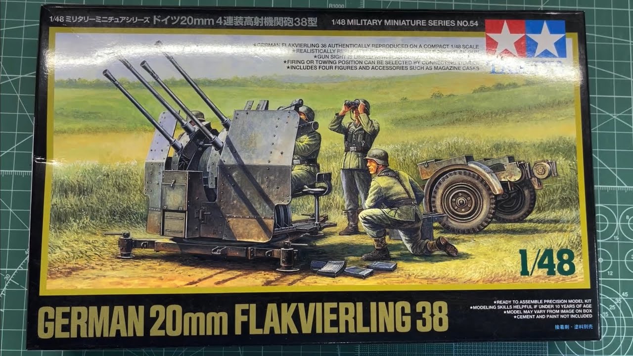 Tamiya German 20mm Flakvierling 38 1/48 Scale Model Gun - YouTube