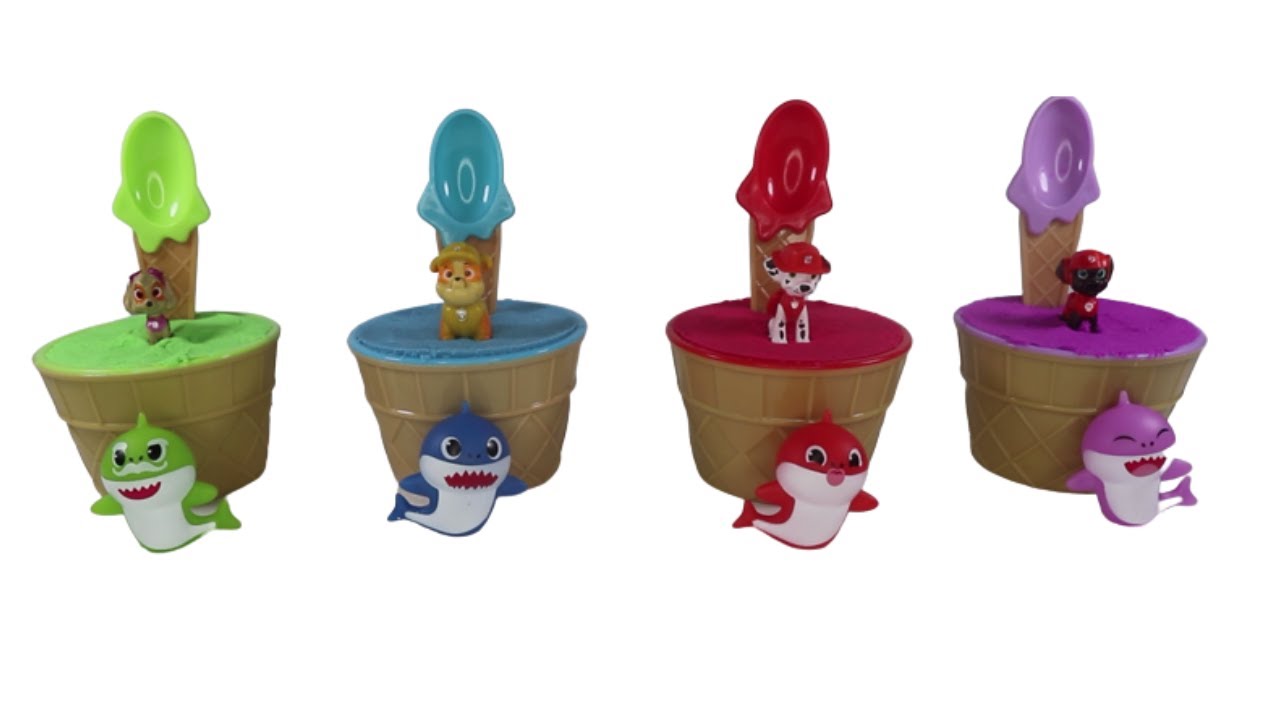 Satisfying Video Ice Cream l Kinetic Sand Rainbow Colors Baby Sharks ...