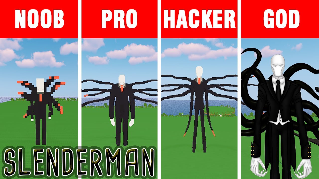 Minecraft battle: NOOB vs PRO vs HACKER vs GOD: BUILDING SLENDERMAN in ...