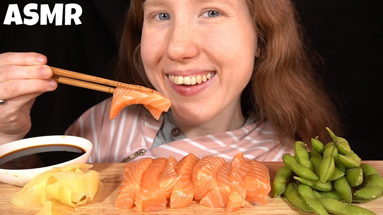 Asmr Salmon Sashimi And Edamame Mukbang No Talking Eating Sounds Youtube
