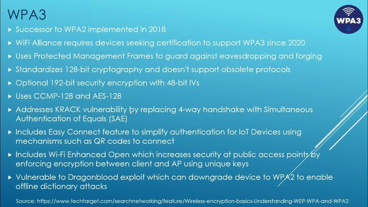 Wireless Security Protocols for WEP, WPA, WPA2, and WPA3 - YouTube