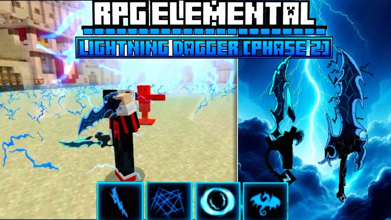 [RPG] ELEMENTAL LIGHTNING DAGGER [PHASE 2] MCPE 1.20-1.21 - YouTube