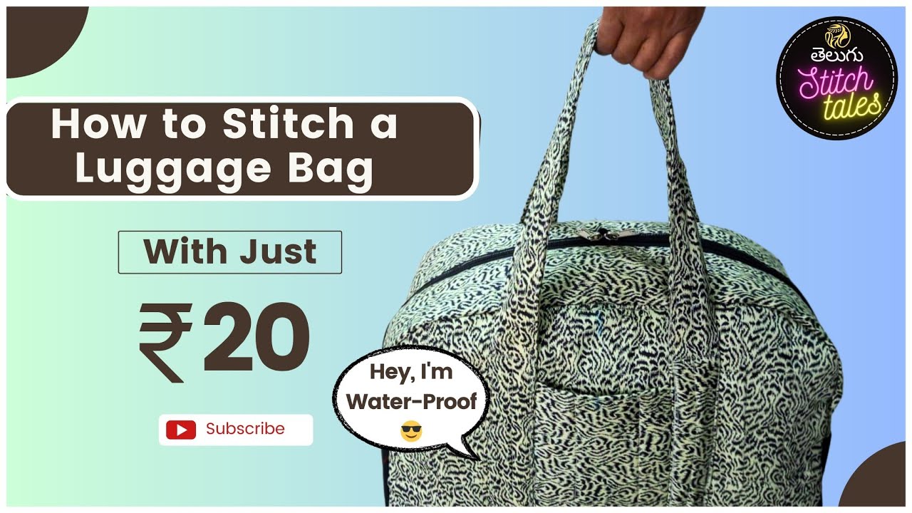 ₹20 Travel Bag Tutorial DIY | Sew Large Fabric Luggage Bag at Home ...