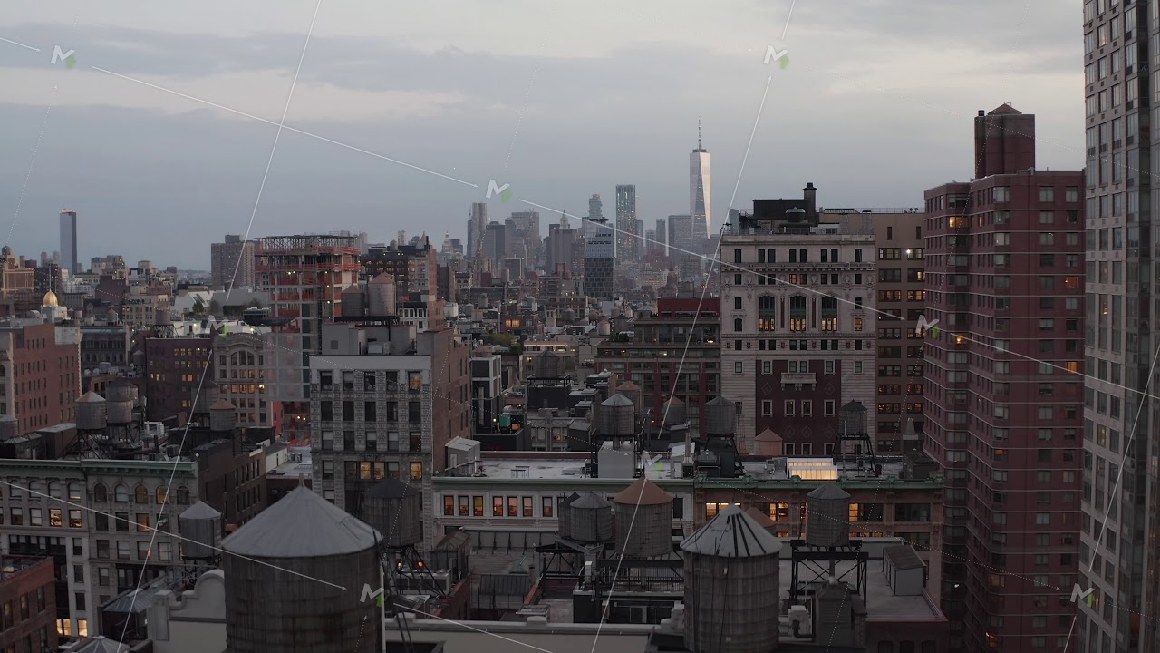 AERIAL: Manhattan New York City busy street lights at epic dusk - YouTube