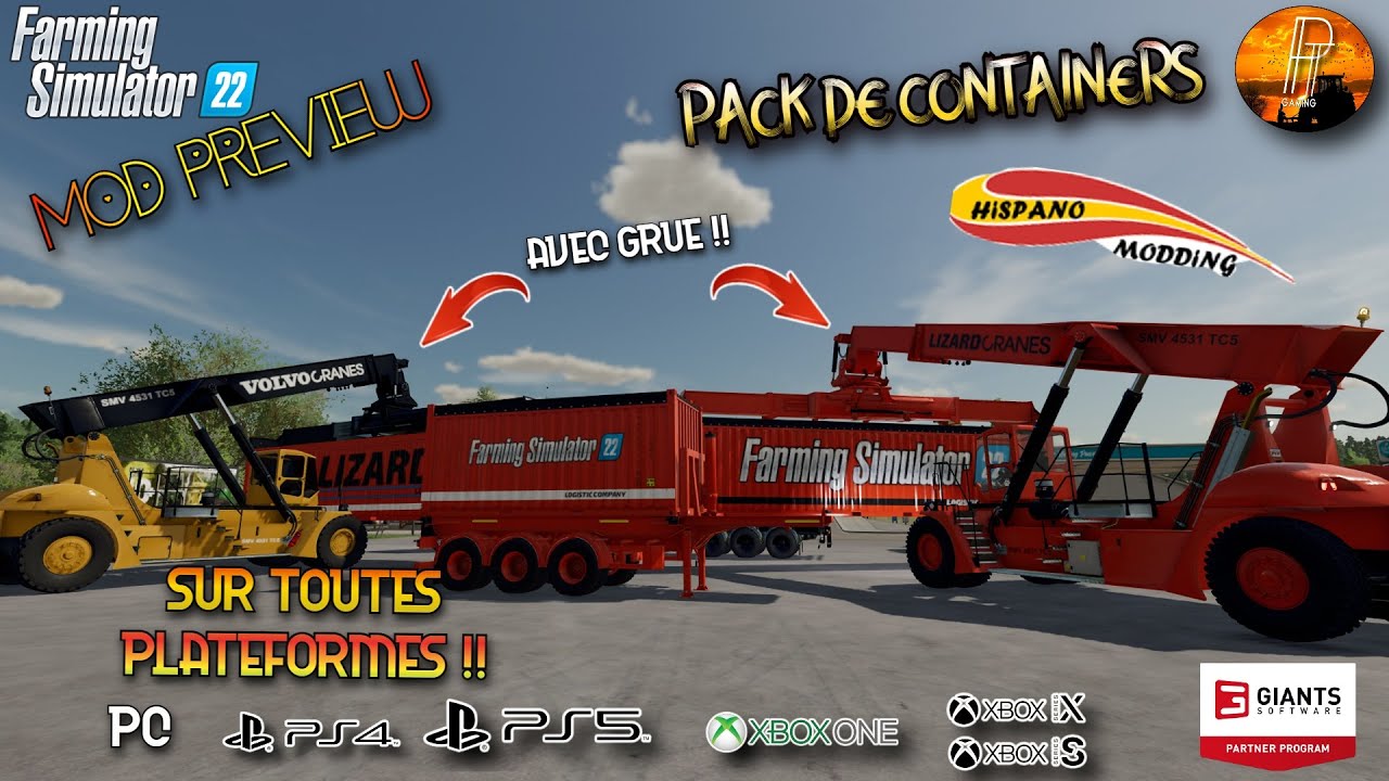 [PREVIEW MOD FS22] PRESENTATION PACK CONTAINERS POUR TOUTES PLATEFORMES ...