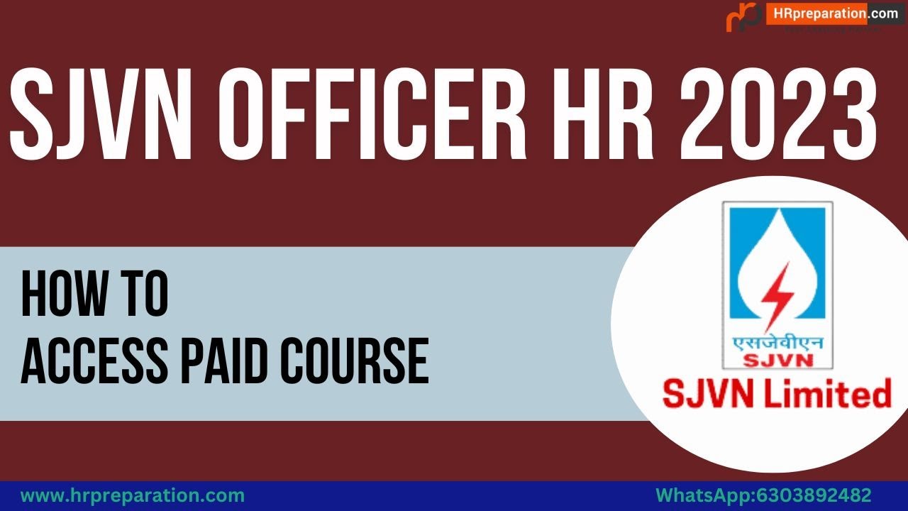 How to Access SJVN HR Jr. Field Officer Human Resource 2023 Paid Course ...