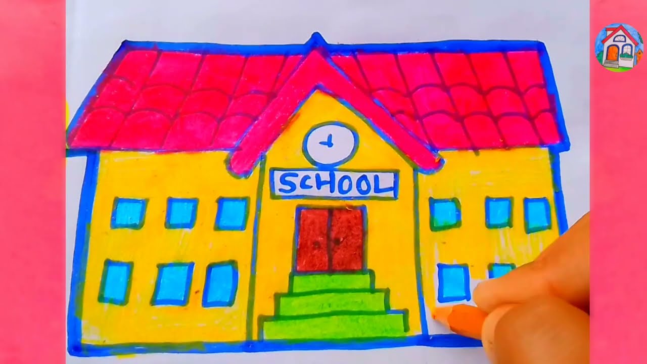 How to Draw a School Step by Step | Easy Drawing for Kids | Chiki Art ...