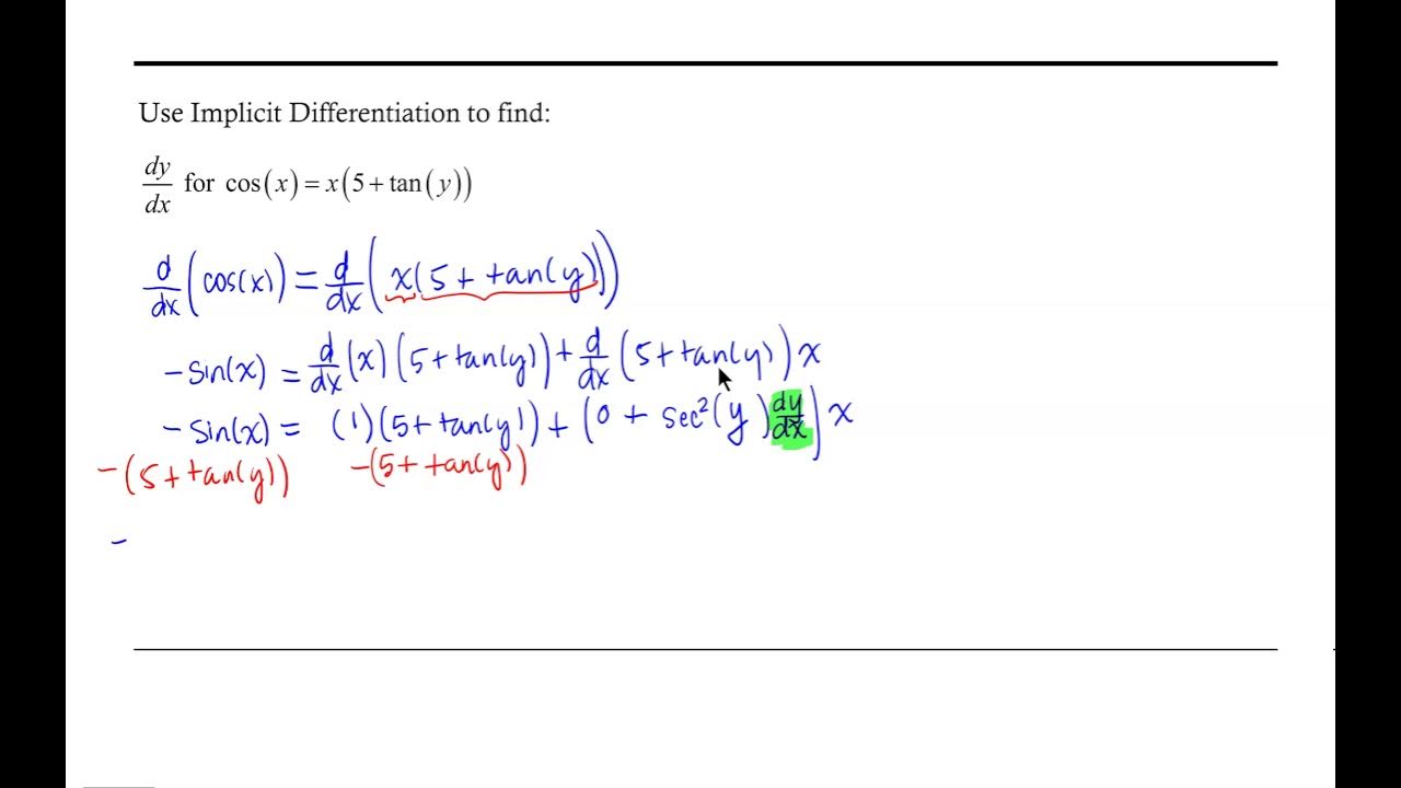 Implicit Differentiation: Trigonometric - YouTube