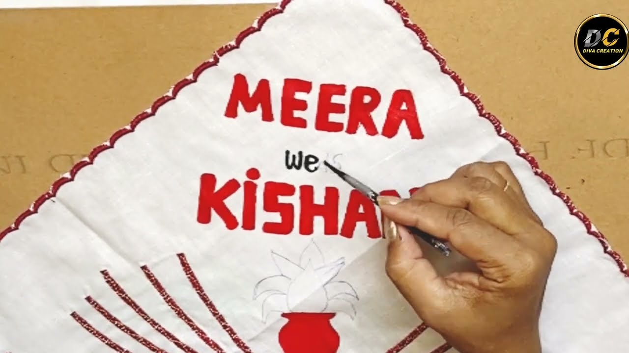 Hastmelap Rumal Design || wedding Rumal paint || Wedding handkerchief ...