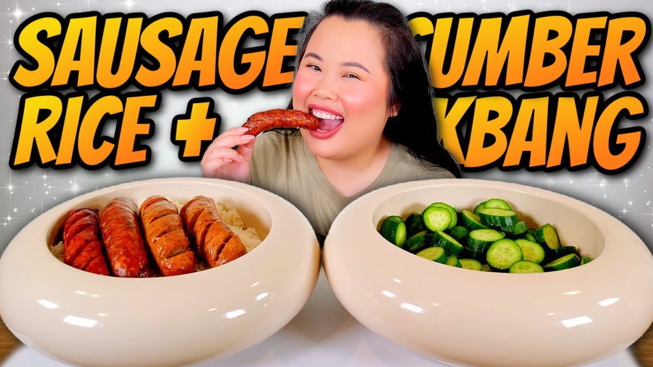 SAUSAGE + RICE + CUCUMBER MUKBANG 먹방 EATING SHOW RECIPE! (OMG SO GOOD ...