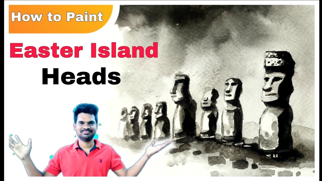 Easter Island Heads | Famous Moai watercolor Painting | Suresh Creative ...