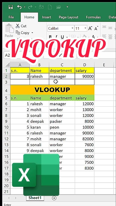 Vlookup in excel 😱😱 excel me Vlookup formula kaise use karen #excel #shorts #computer#vlookup ...