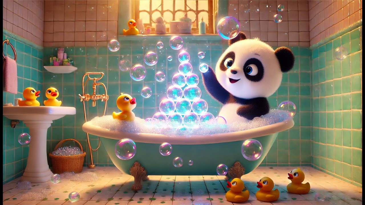Bubble Bath Time Song Little Ducks & Baby Panda | Pookie Boom & Kids ...