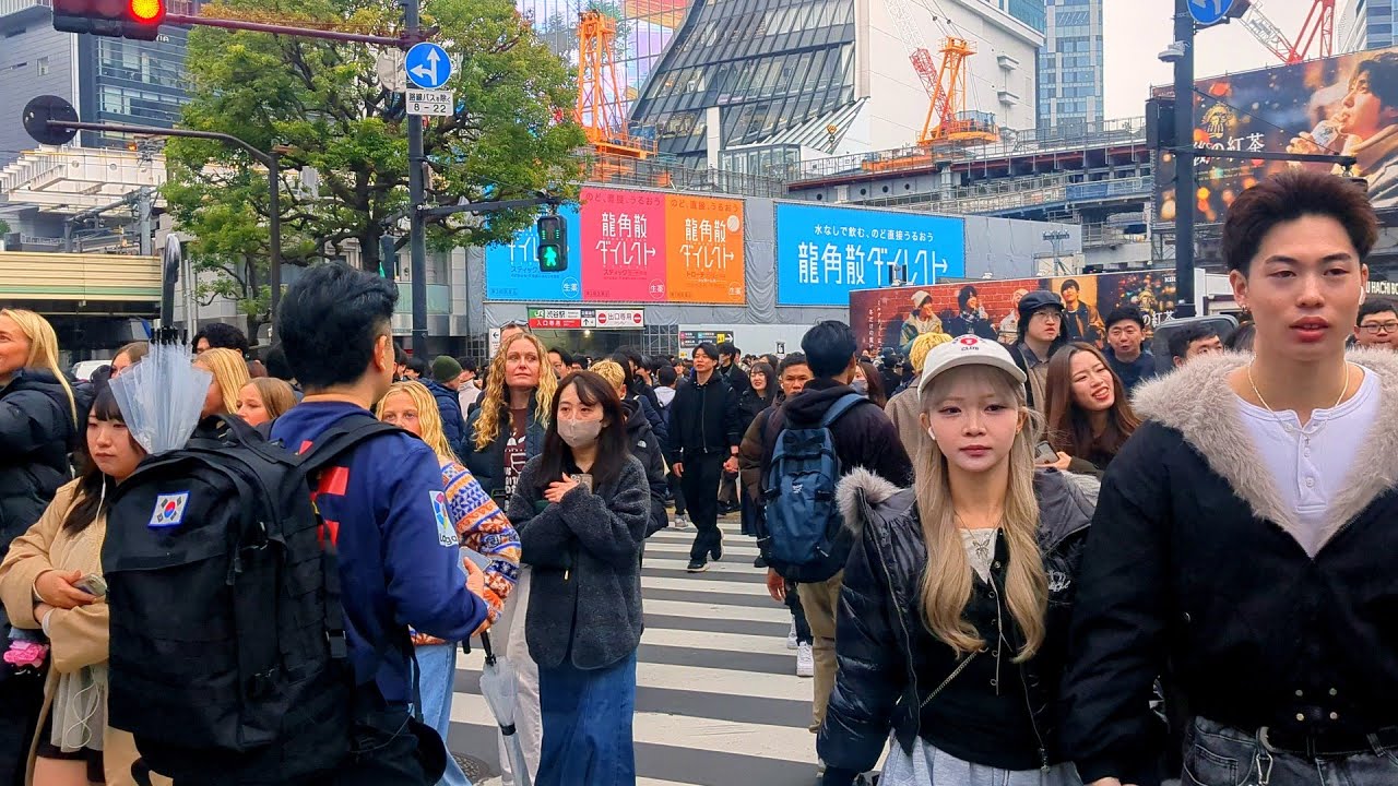 Morning walking tour in Shibuya in cloudy weather. Tokyo, Japan. - YouTube