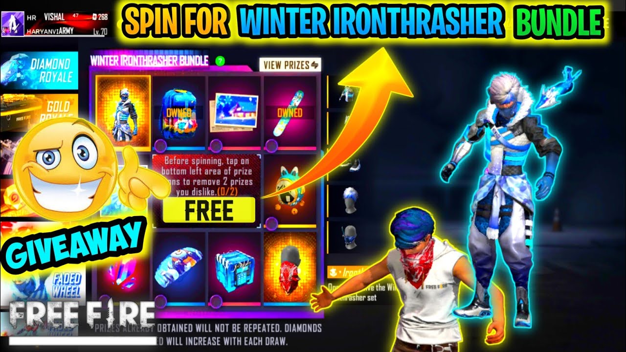 Winter🥶iron thrasher bundle || free fire😍new faded wheel 1 spin trick || garena free fire - YouTube