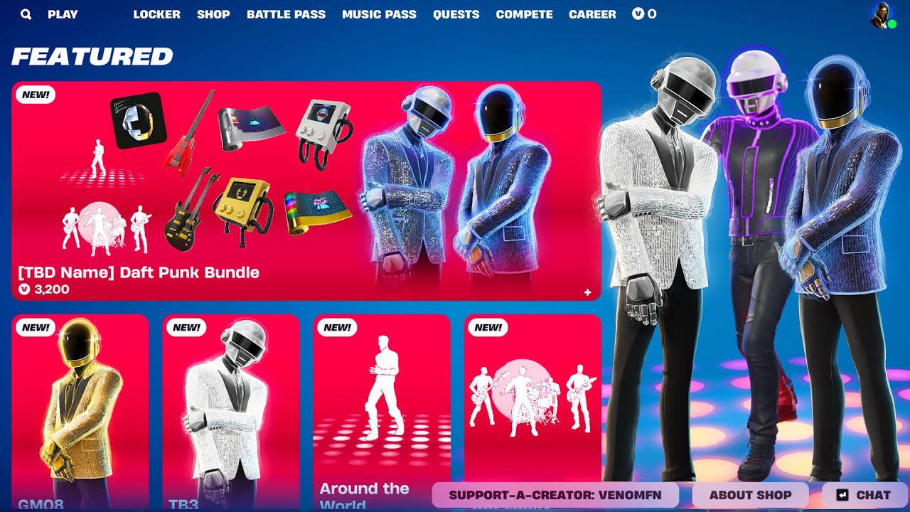 *NEW* Daft Punk Skins & Bundle w/Emotes! Fortnite Item Shop Showcase ...