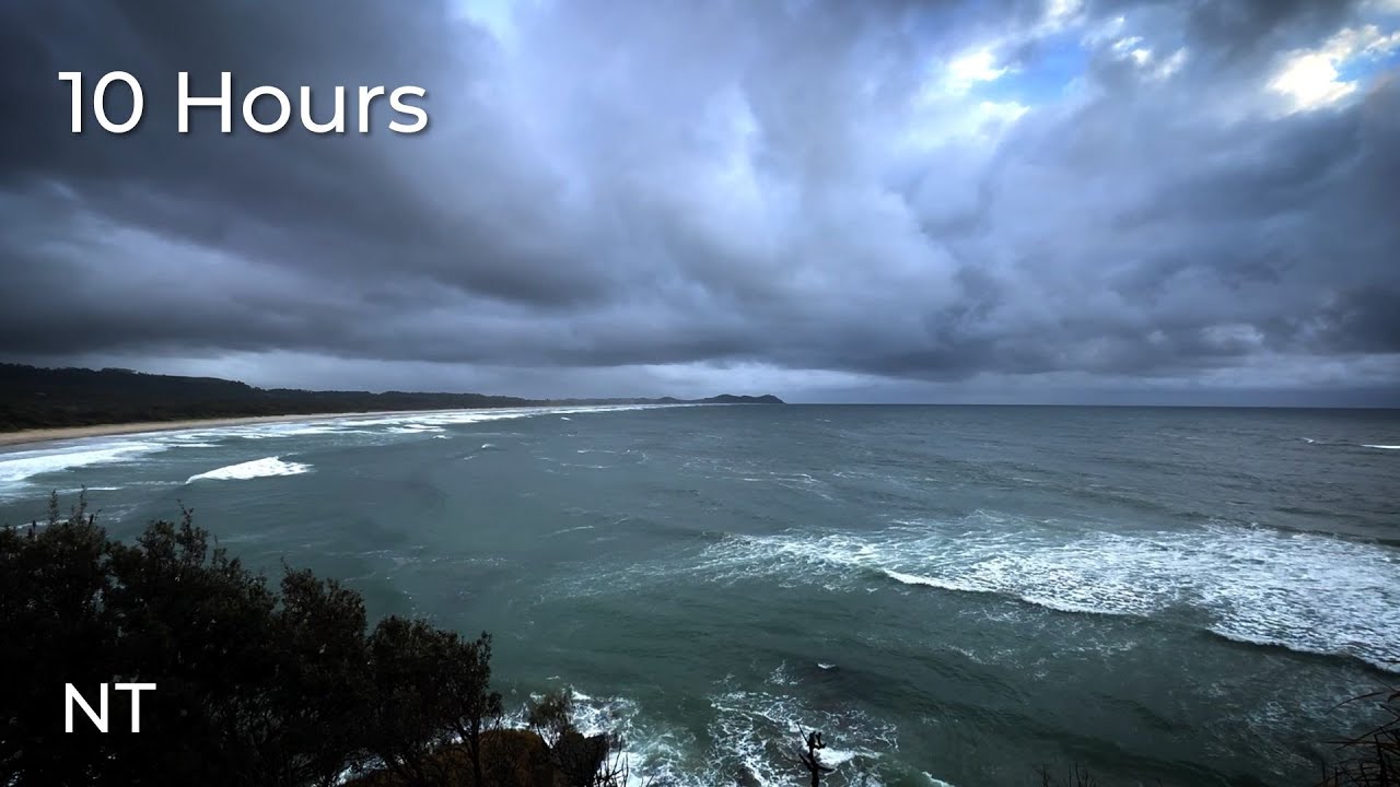 Stormy Ocean Waves in Byron Bay Australia | Moody Sea Sounds for Sleep ...