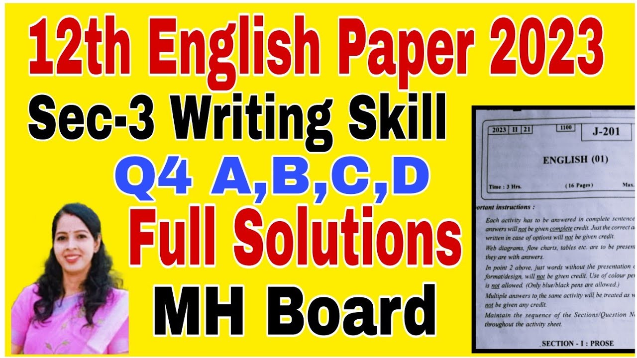 12th English Paper 2023 Section 3 Writing Skill Full Solution Set J201 ...
