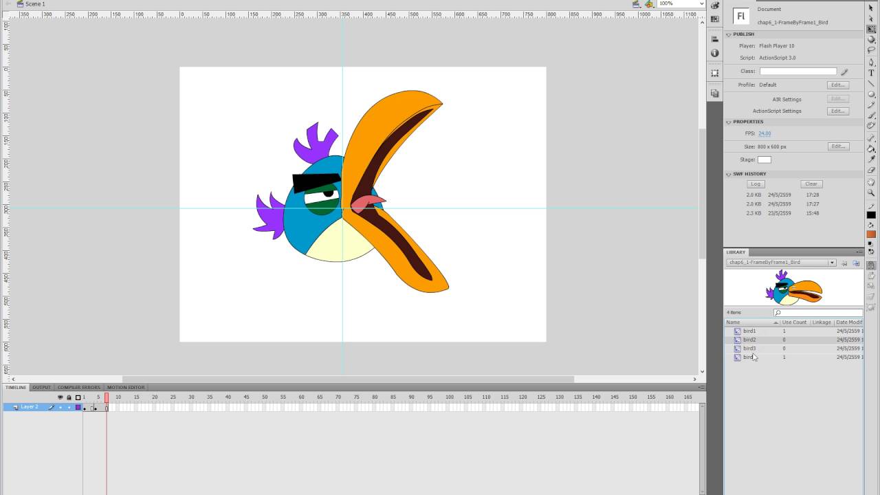 Innovative Learning MU :Flash Animation Frame by Frame 2 นกขยับปาก ...