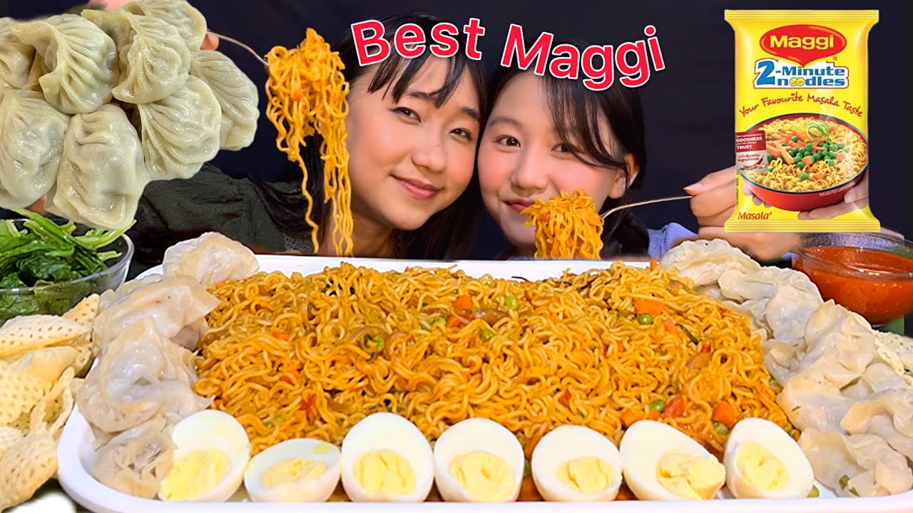 🔥Spicy Indian Maggi Masala🔥+ Chicken Momo ️| BIG BITES | Indian Noodles ...