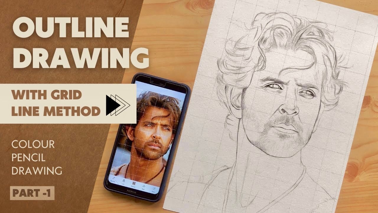 OUTLINE Drawing Tutorial || How to draw the Outline With GRID LINE ...