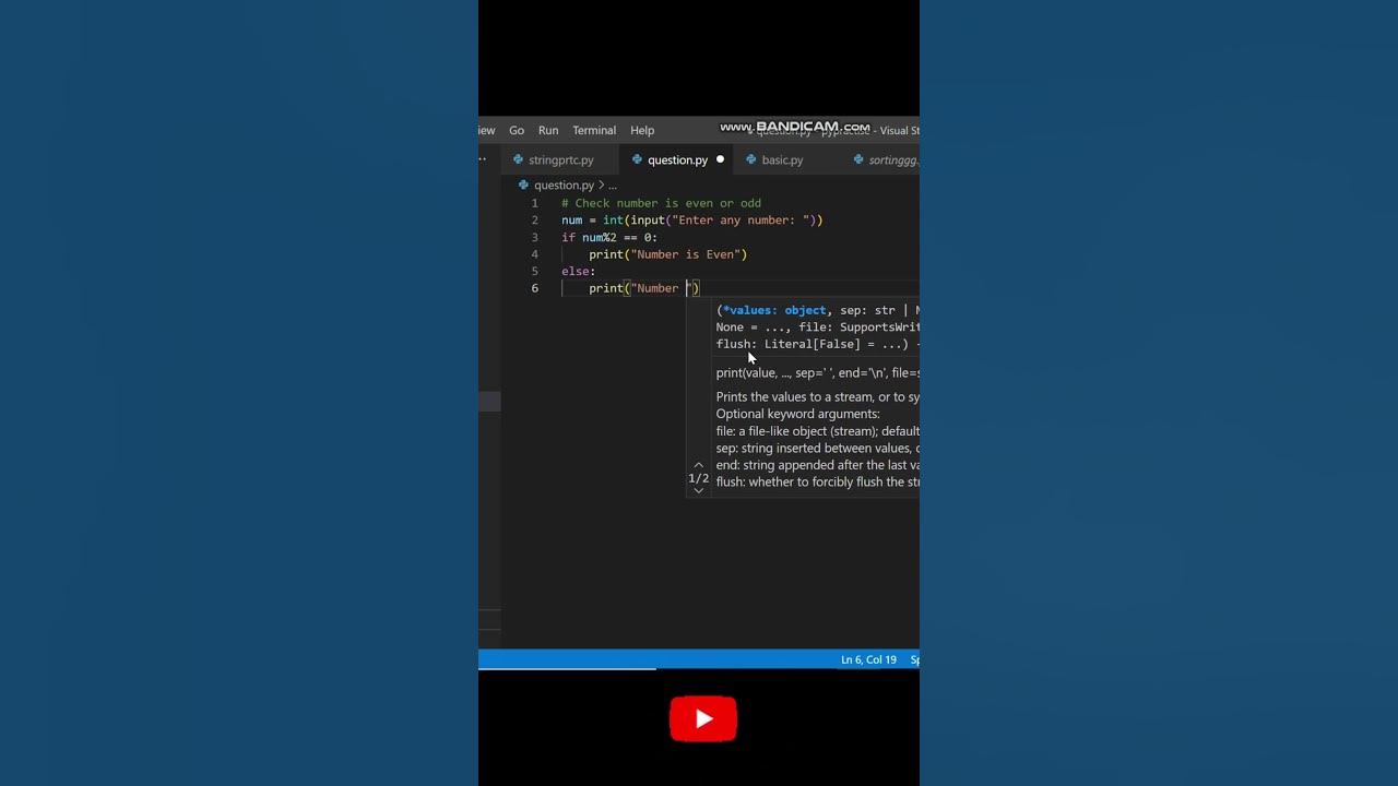 Even Odd Python Program Question No 8 Python Programming