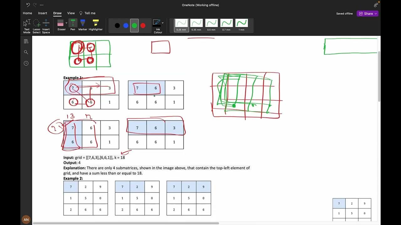 3070 Count Submatrices with Top Left Element and Sum Less Than k || Prefix sum (Row + Columns ...