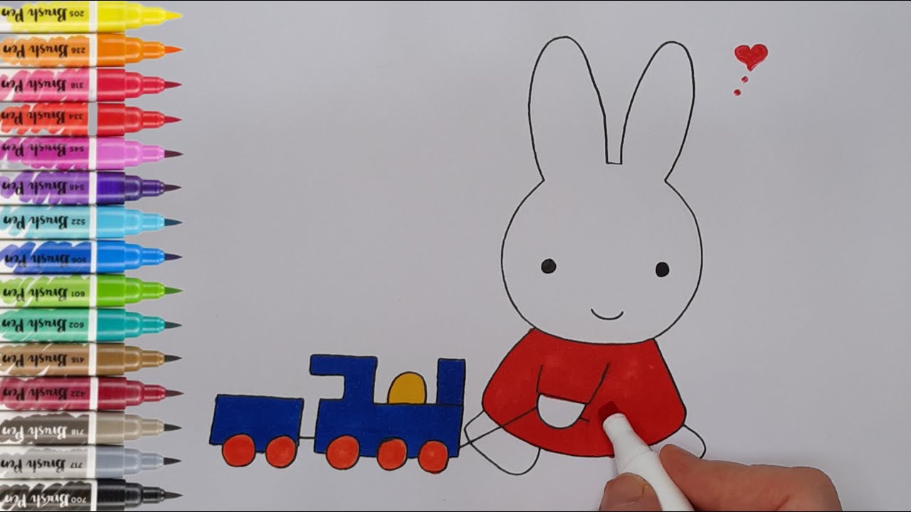 How to Draw Miffy Bunny with train 🚂 🐇 | Drawing easy for kids - YouTube