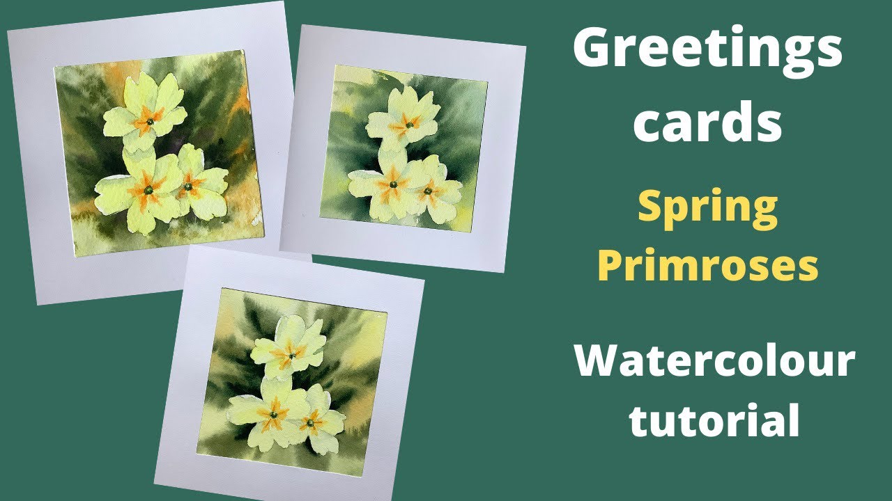 Greetings cards, primroses : watercolour tutorial - YouTube