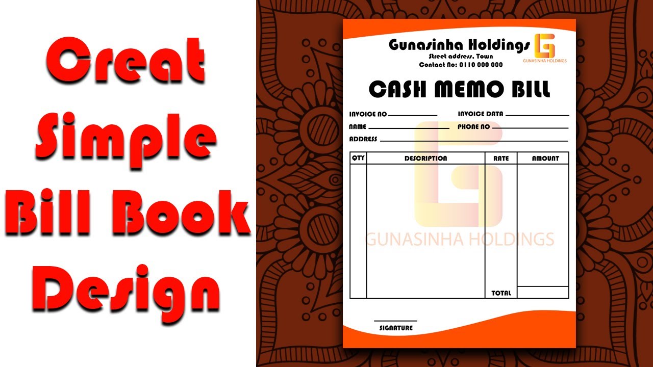 How to make bill book design in photoshop - YouTube