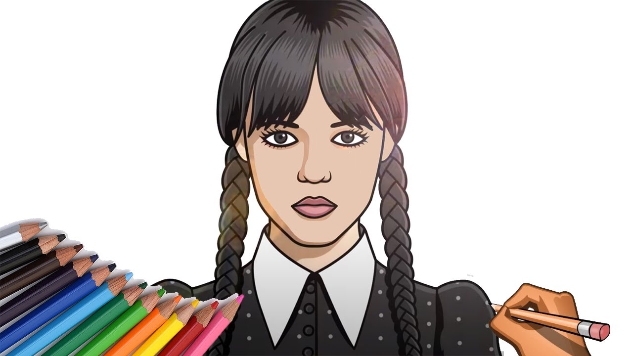 How to Draw WEDNESDAY ADDAMS | Drawing Tutorial (step by step) - YouTube
