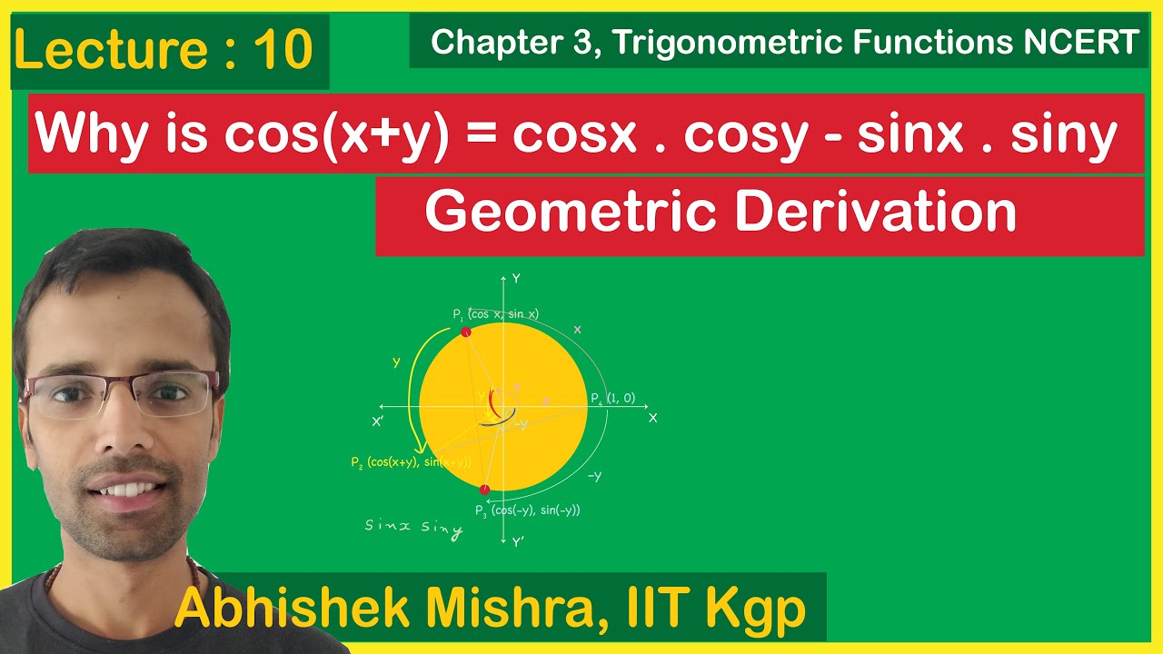 cos (x+y) = cosx . cosy - sinx . sin y Geometric Derivation | Class 11 ...