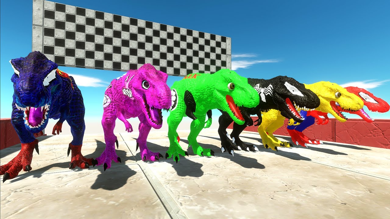 Dinosaur Speed Race T-rex Superheroes Rescue Hulk & Fight Dinosaurs ...