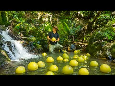 Venturing alone into the forest to forage for wild food, fish, cook and reinforce the bamboo raft