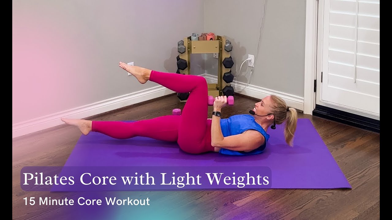15 Minute Pilates Core with Light Weights - YouTube
