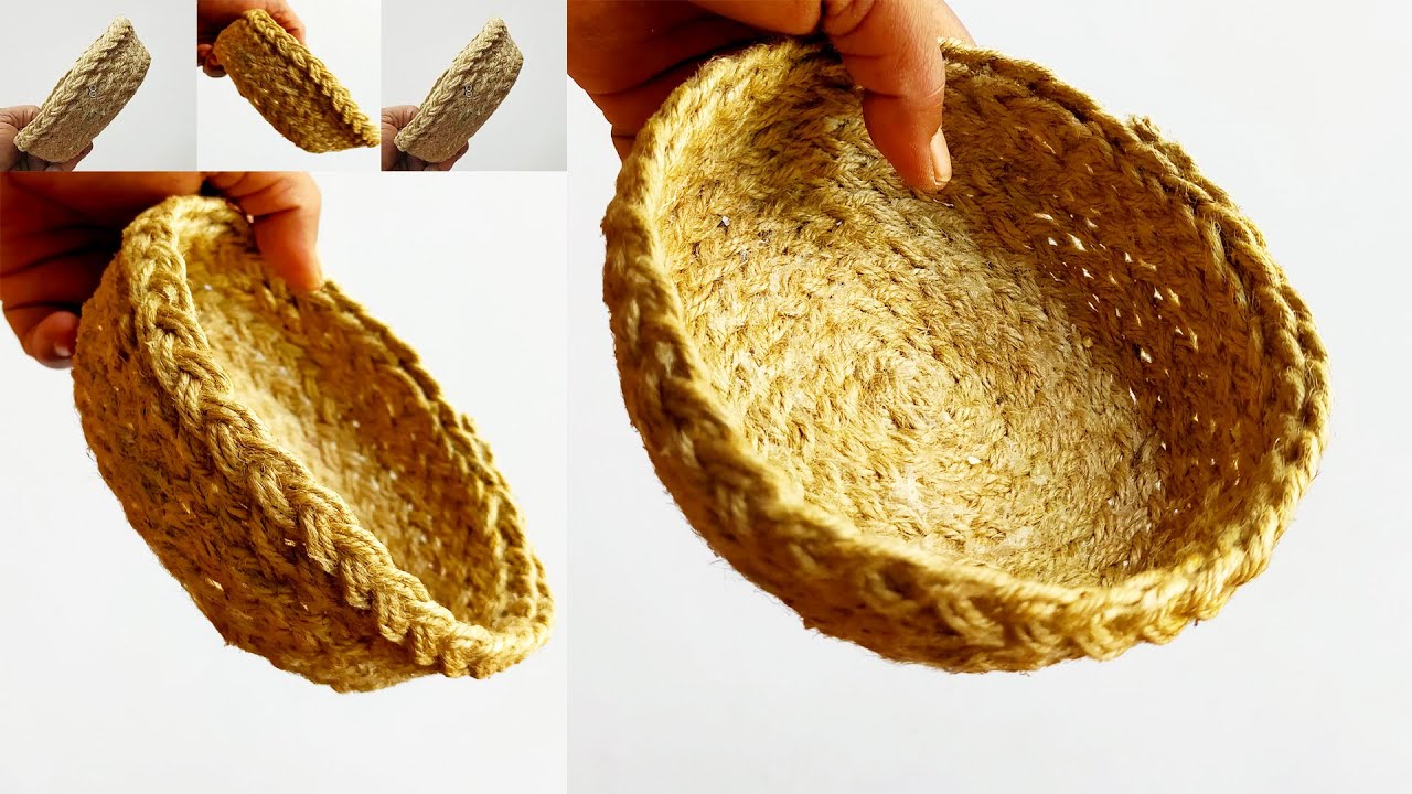 Jute rope bowl diy/how to make jute rope bowl/fruit basket with jute ...