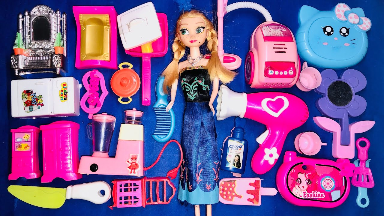 Beautiful barbie doll and makeup toy || Barbie doll changing dress ...