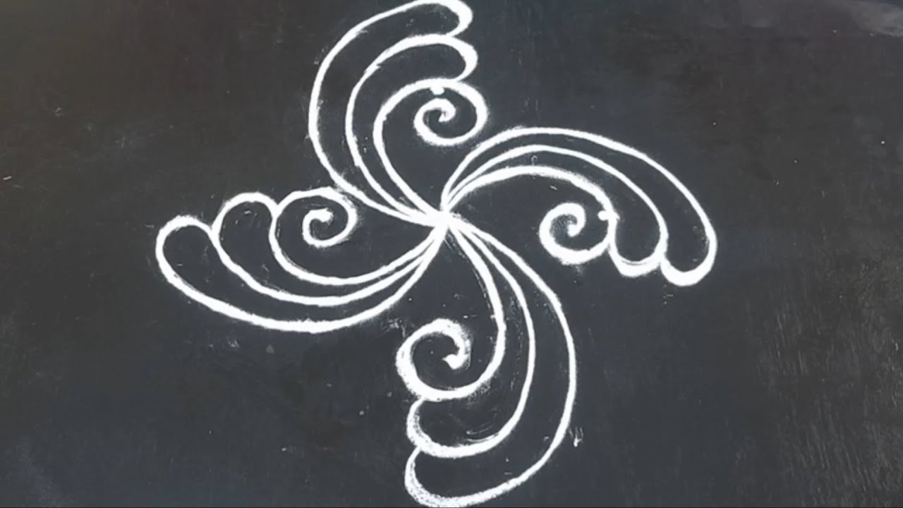 Simple and easy door step flower kolam - YouTube