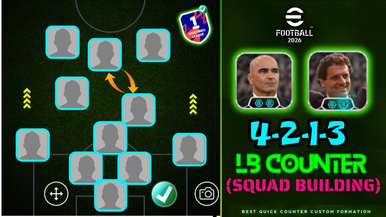 Perfect 4-2-1-3 🥵🫴🔥 Long Ball Counter Best Squad Building In eFootball ...