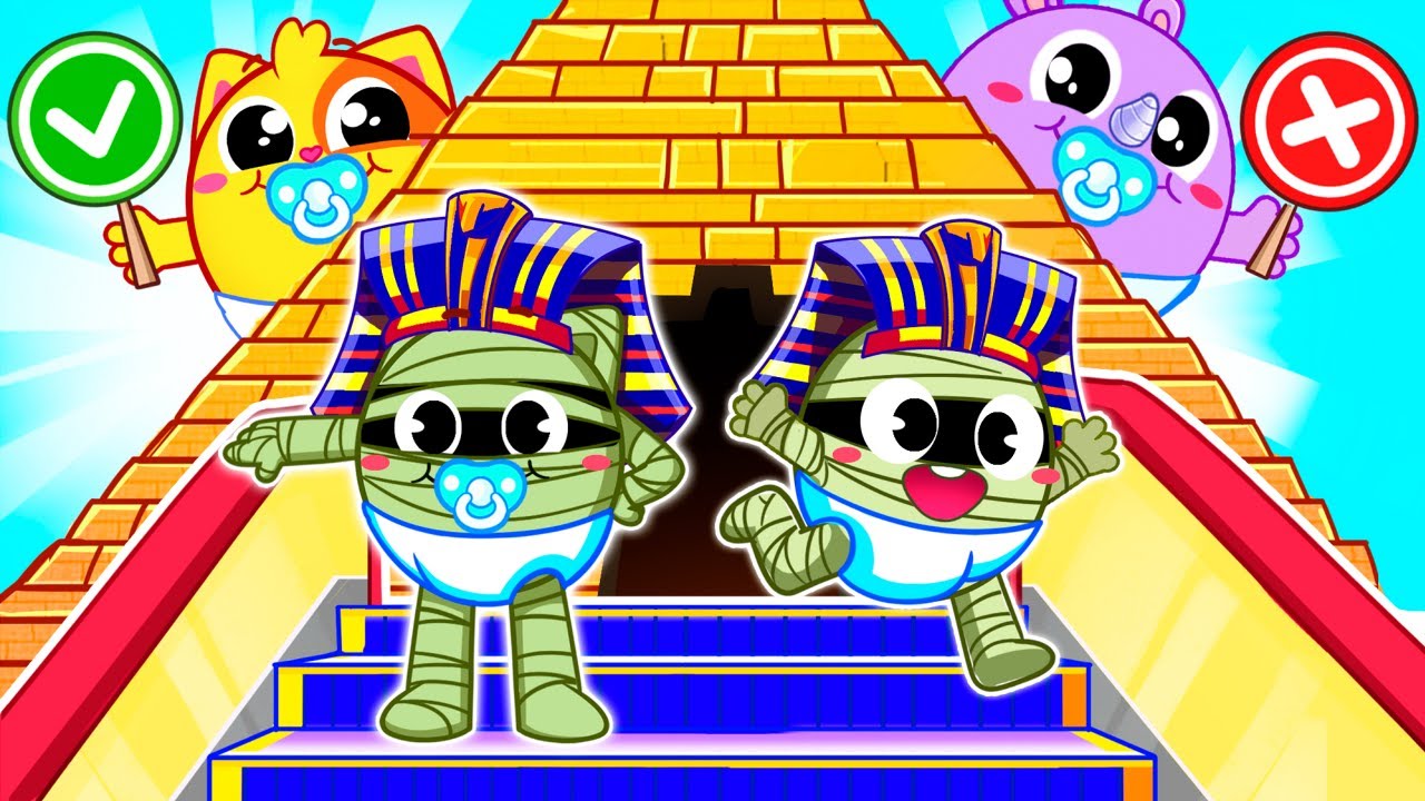 Safety Rules In The Escalator In Pyramid with Mummy | Baby Songs ...