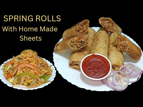 वेज स्प्रिंग रोल,घर की शीट से बनाएं |Veg Spring Roll With Homemade ...