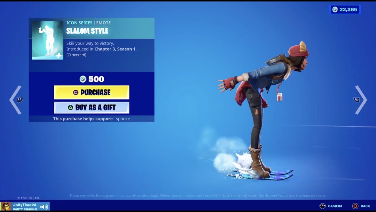FORTNITE LIVE SLALOM STYLE EMOTE OUT NOW - YouTube